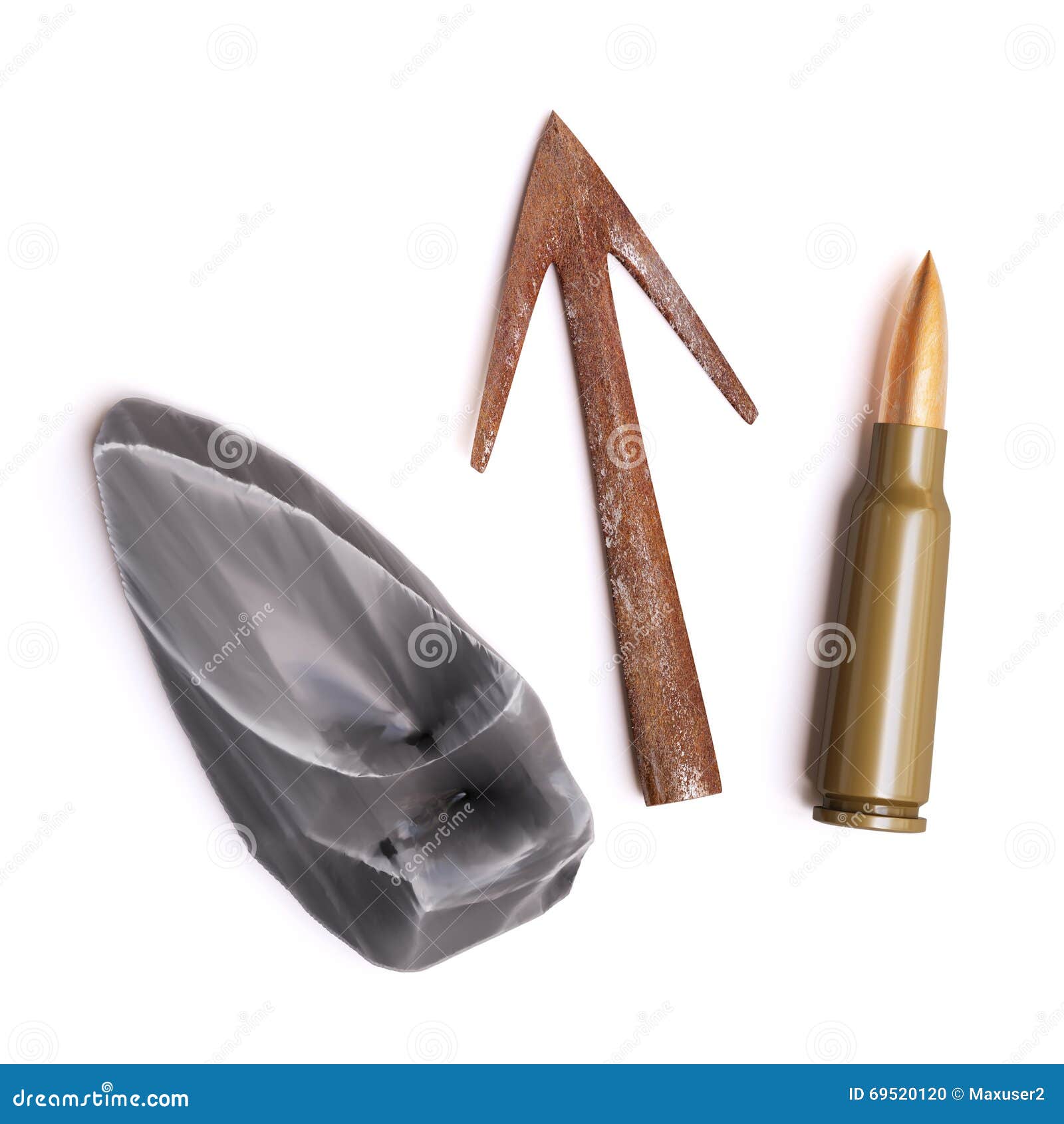 Weapons of Different Times stock photo. Image of caveman - 69520120