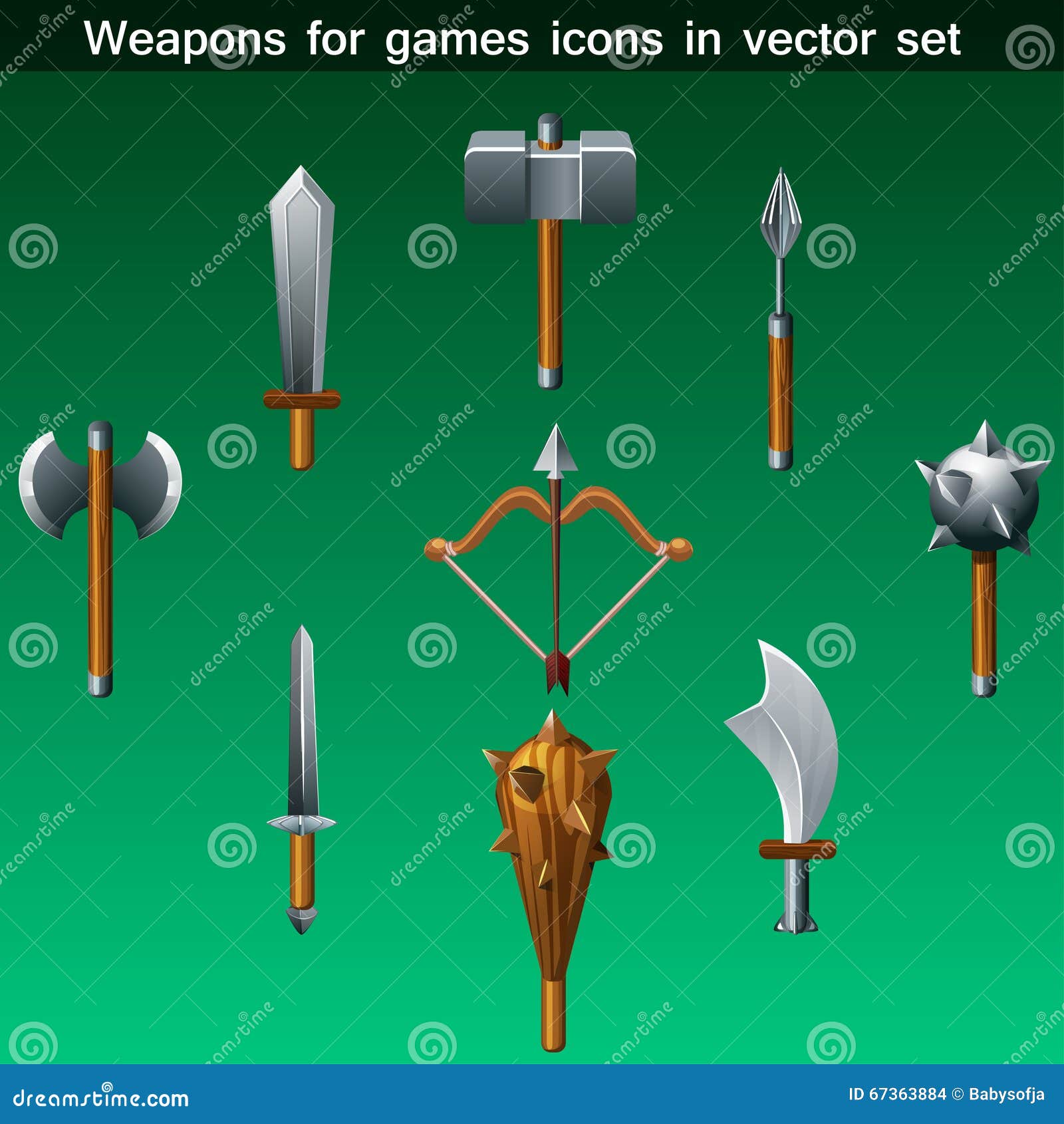 Weapons for Games Icons Vector Set Stock Vector - Illustration of ...