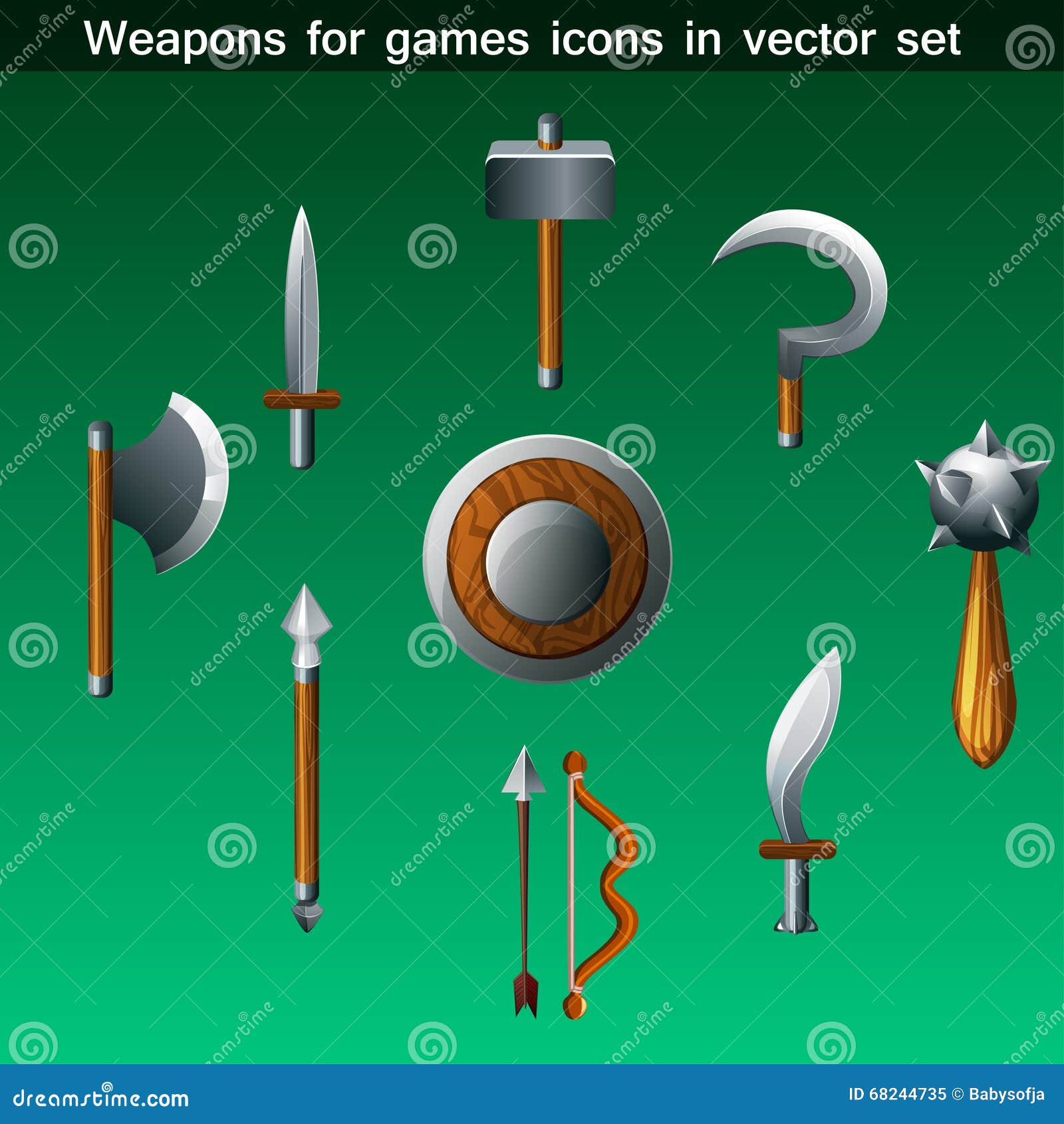 Weapons for Games Icons Vector Set Stock Vector - Illustration of ...
