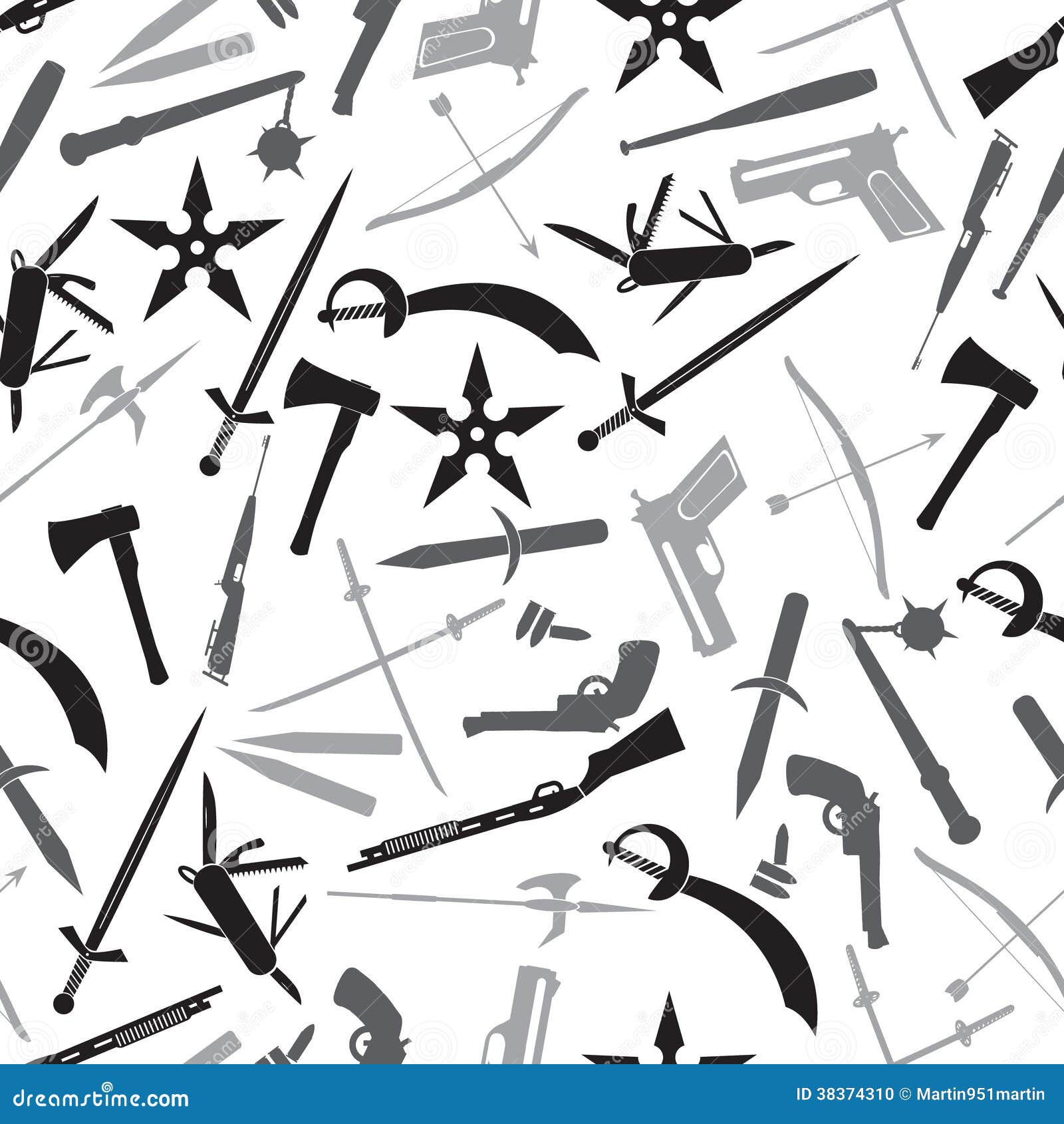 Weapons and Guns Gray Pattern Stock Vector - Illustration of dagger ...