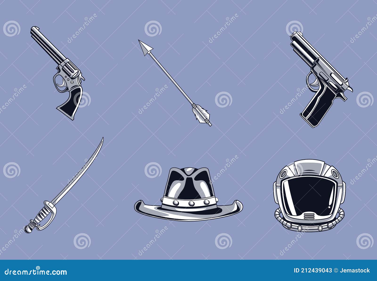 Weapons and hat stock vector. Illustration of armament - 212439043