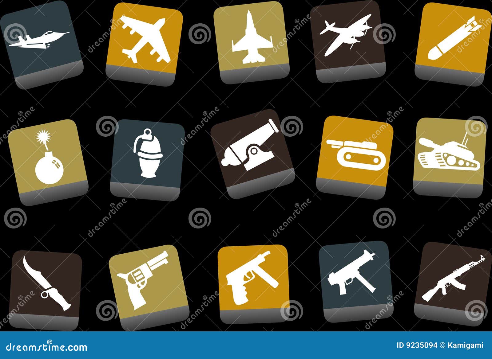 Weapons icon set stock vector. Illustration of machine - 9235094