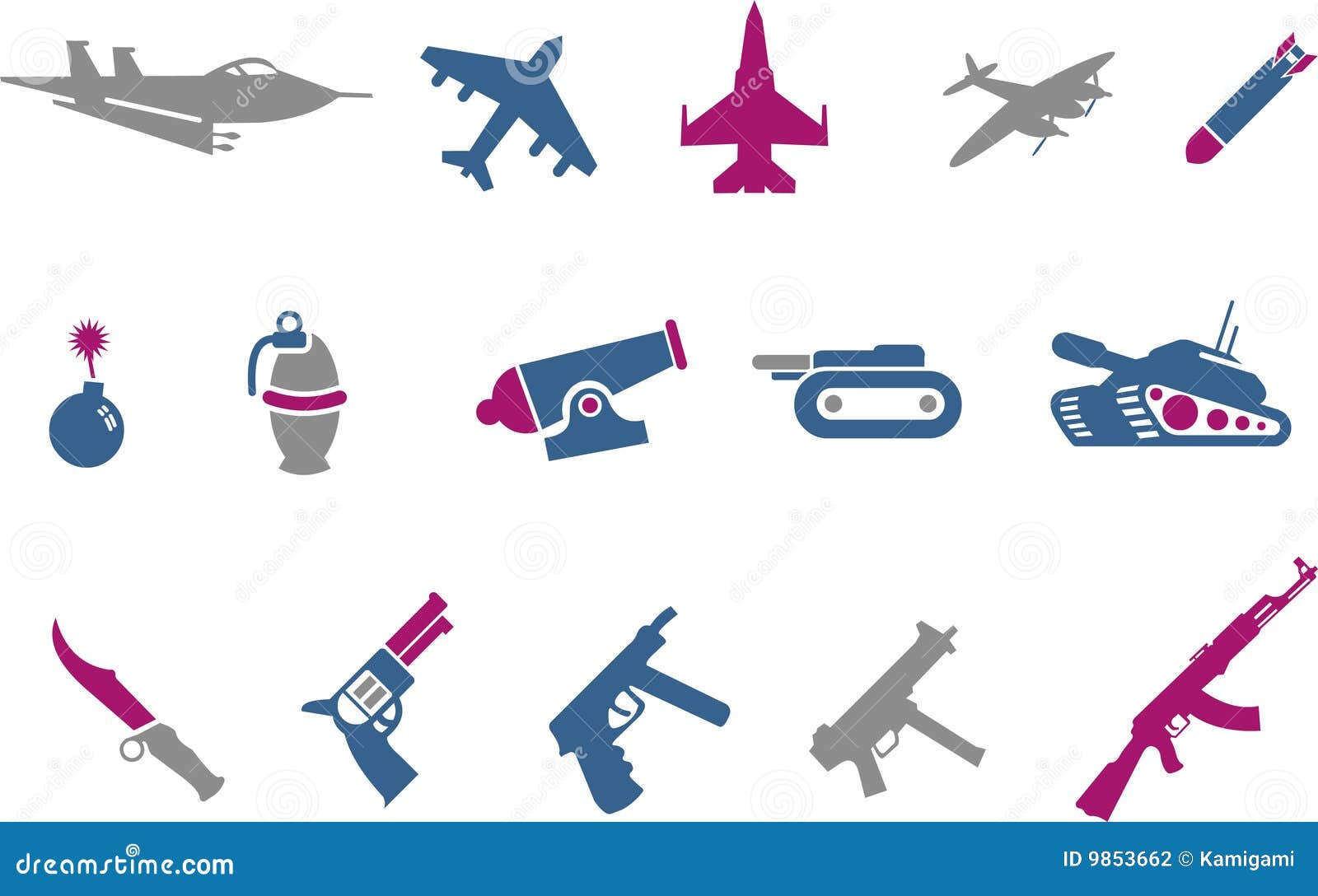 Weapons icon set stock vector. Illustration of aiming - 9853662