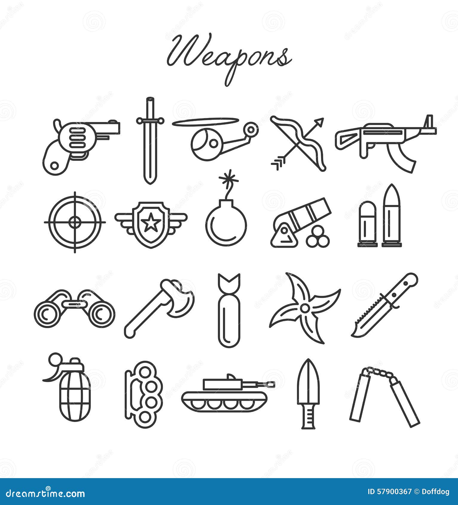 Weapons Icon Set, Cartoon Style Vector Illustration | CartoonDealer.com ...