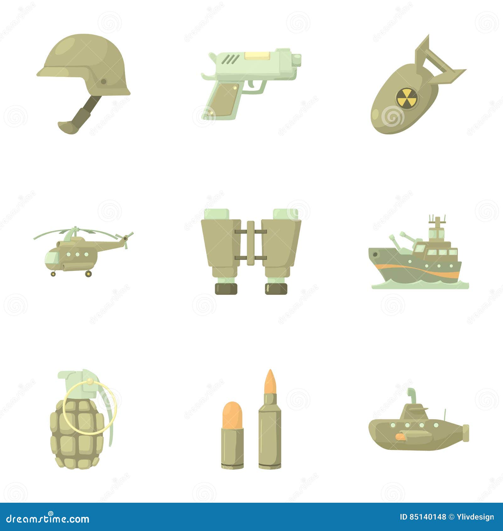 Weapons Icons Set, Cartoon Style Stock Vector - Illustration of ...