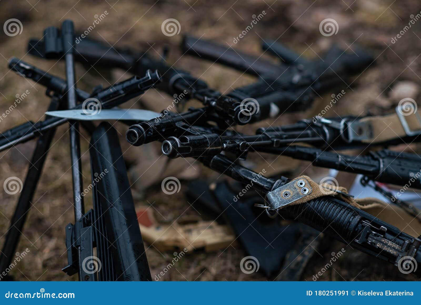 Weapons Lie on the Ground. the Disarmament. Lay Down Arms. Stock Image ...