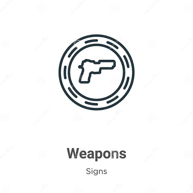 Weapons Outline Vector Icon. Thin Line Black Weapons Icon, Flat Vector ...