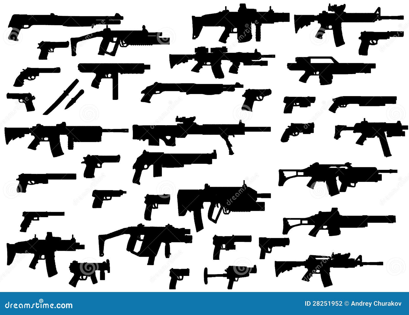 Weapons silhouettes stock photo. Illustration of handgun - 28251952