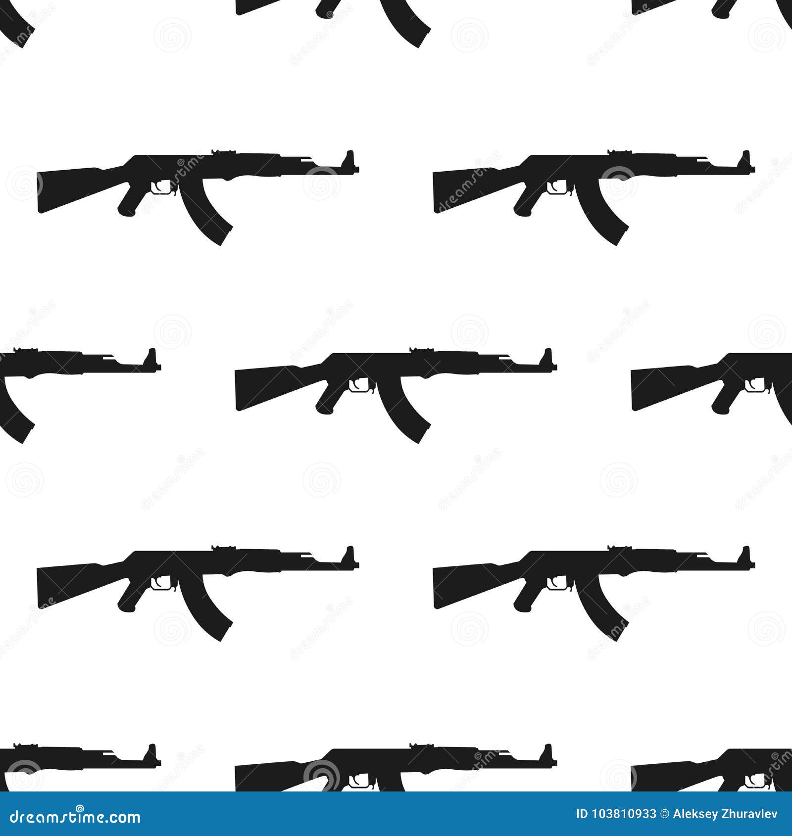 Weapons Silhouettes on White. Seamless Pattern. Vector EPS10. Stock ...