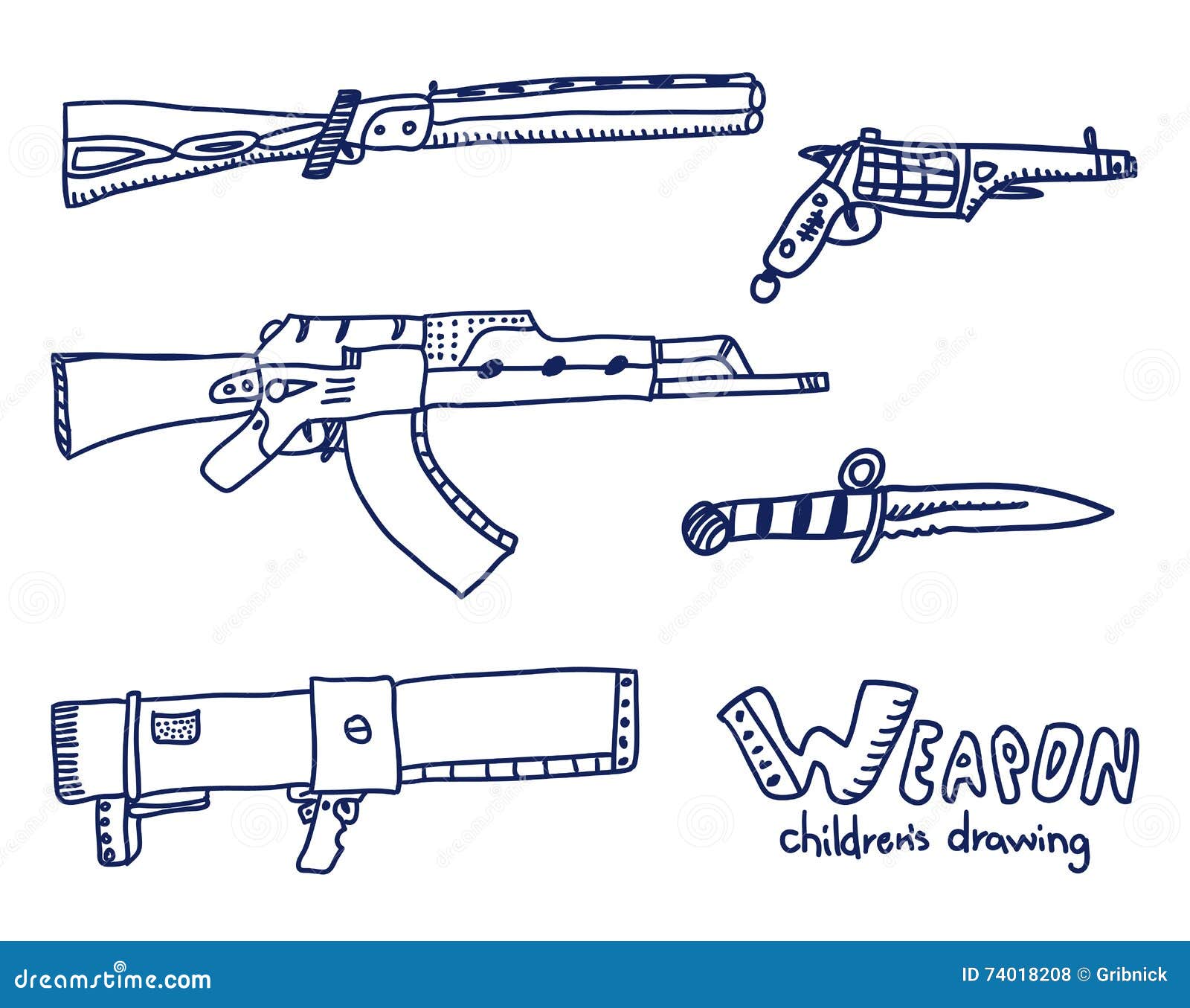Weapons sketch. stock vector. Illustration of sketch - 74018208