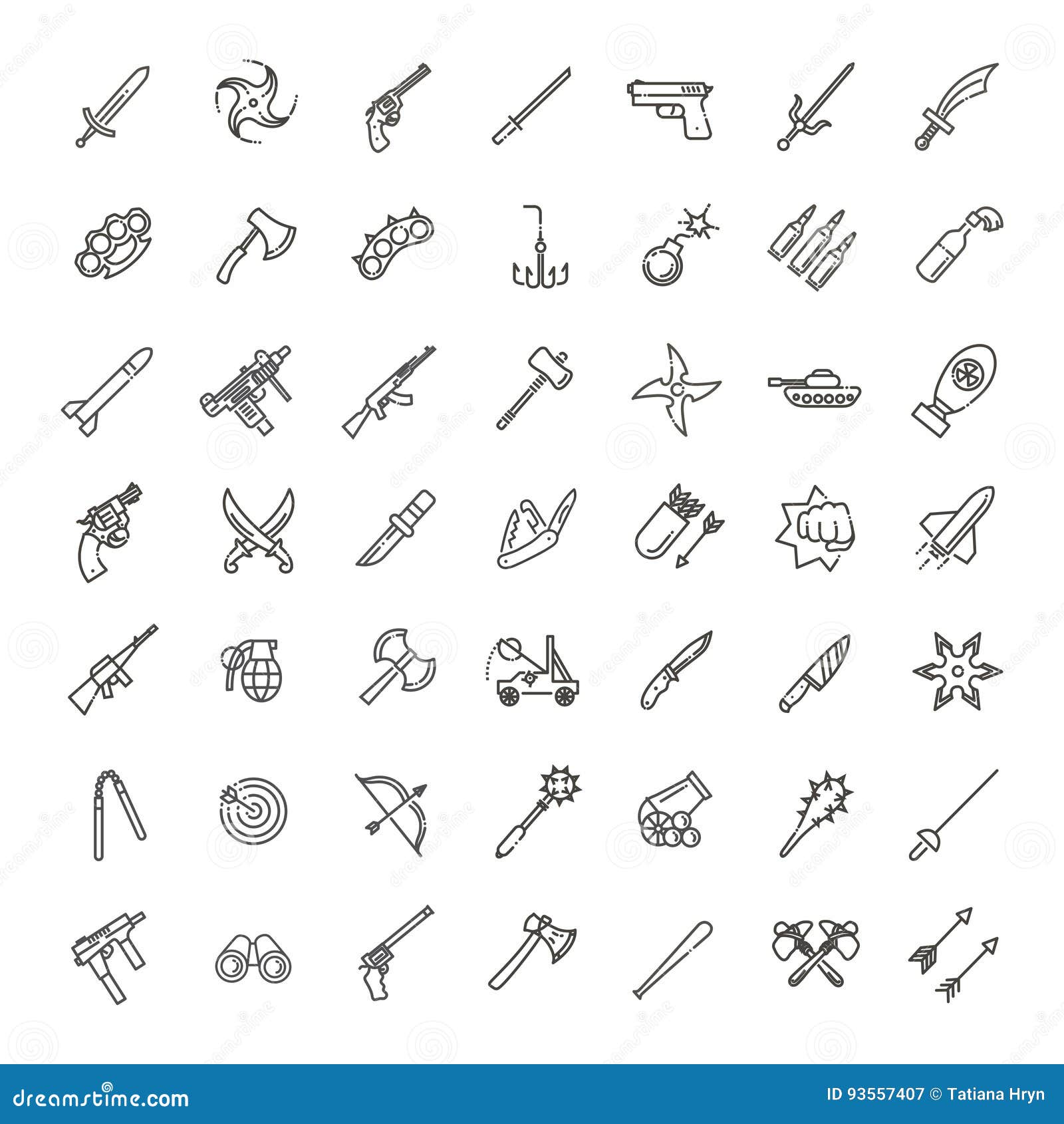 Weapons Vector Icons Set, Arms Solid Symbol Stock Vector - Illustration ...