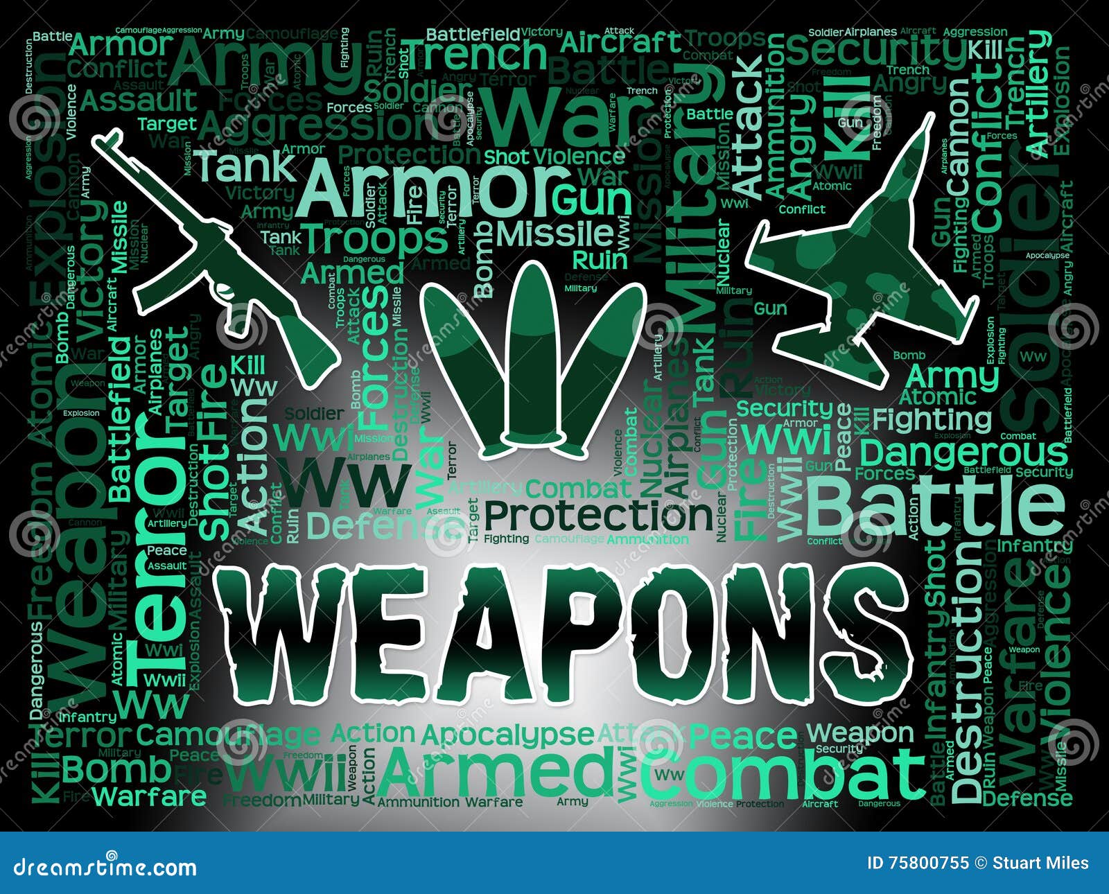 Weapons Words Means Armed Firepower And Munition Stock Image ...