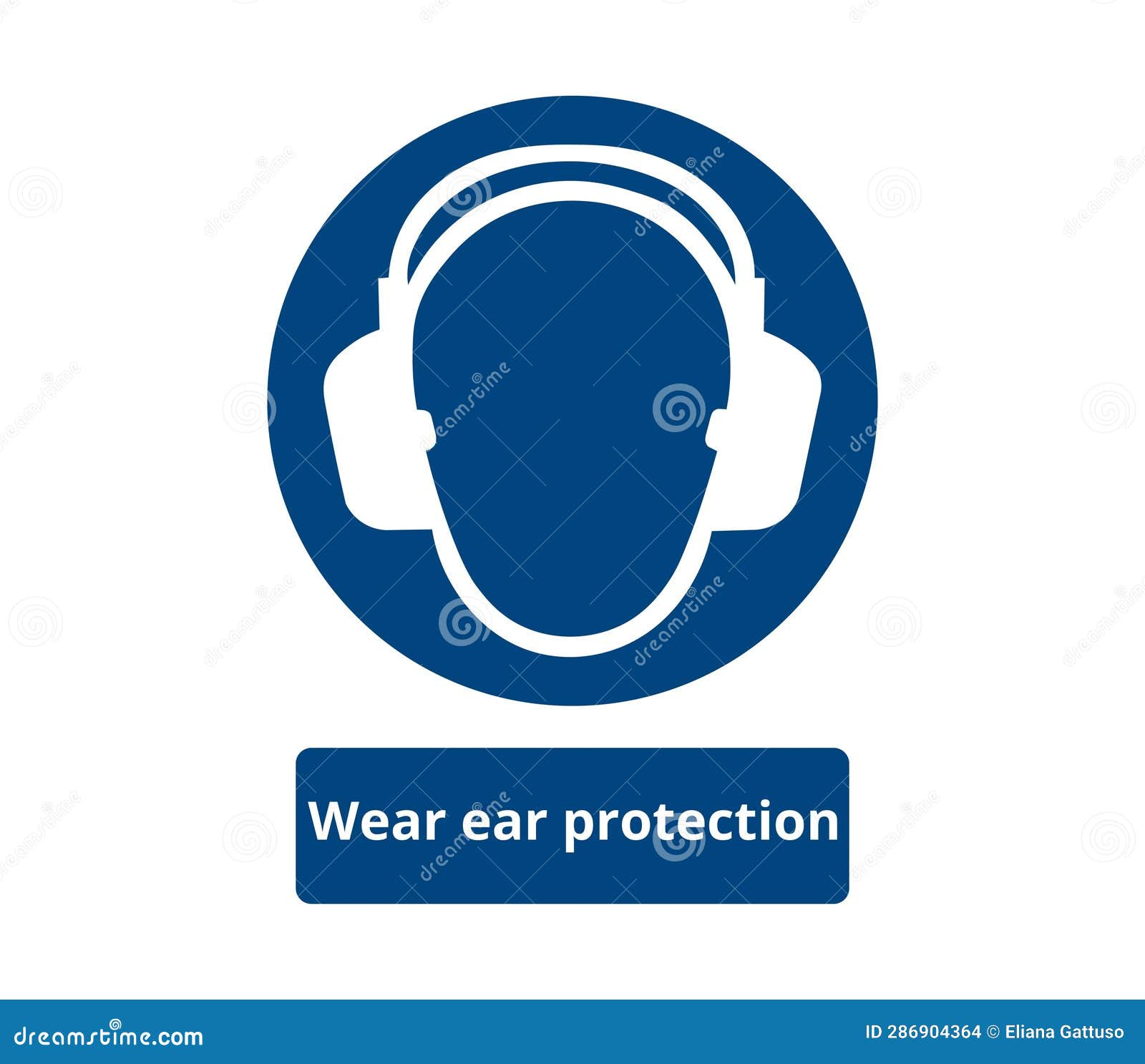 Wear Ear Protection Symbol with Label Stock Vector - Illustration of ...