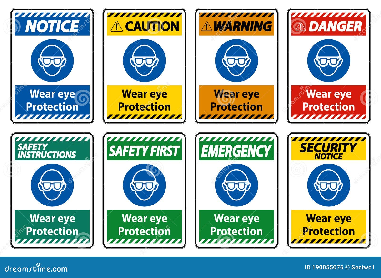 Wear Eye Protection on White Background Stock Vector - Illustration of ...