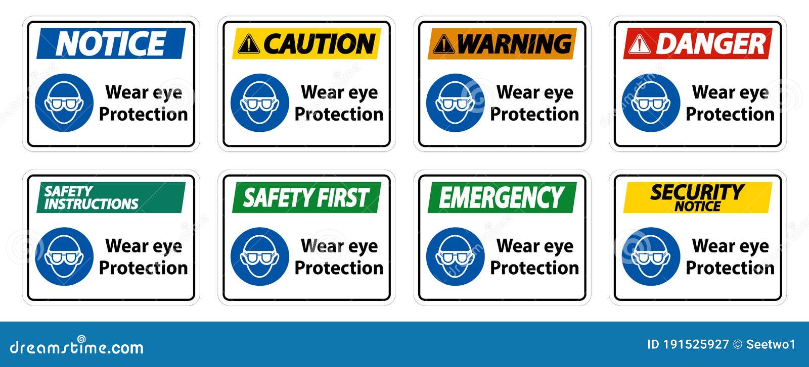 Wear Eye Protection on White Background Stock Vector - Illustration of ...