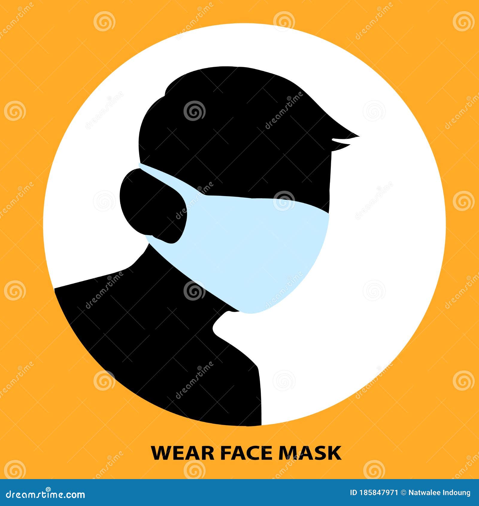 Wear face mask icon vector stock vector. Illustration of face - 185847971