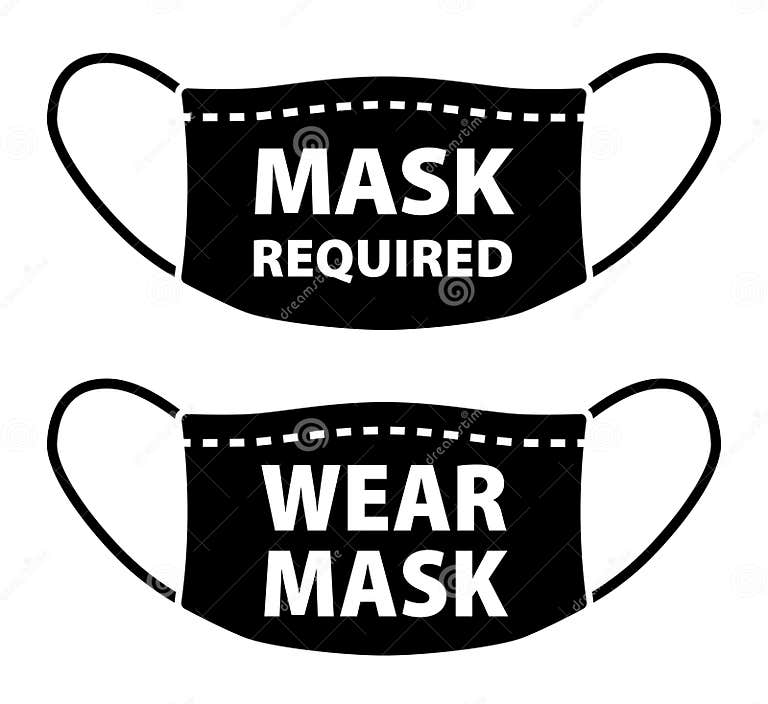 Wear Face Mask and Mask Required Icon Stock Vector - Illustration of ...