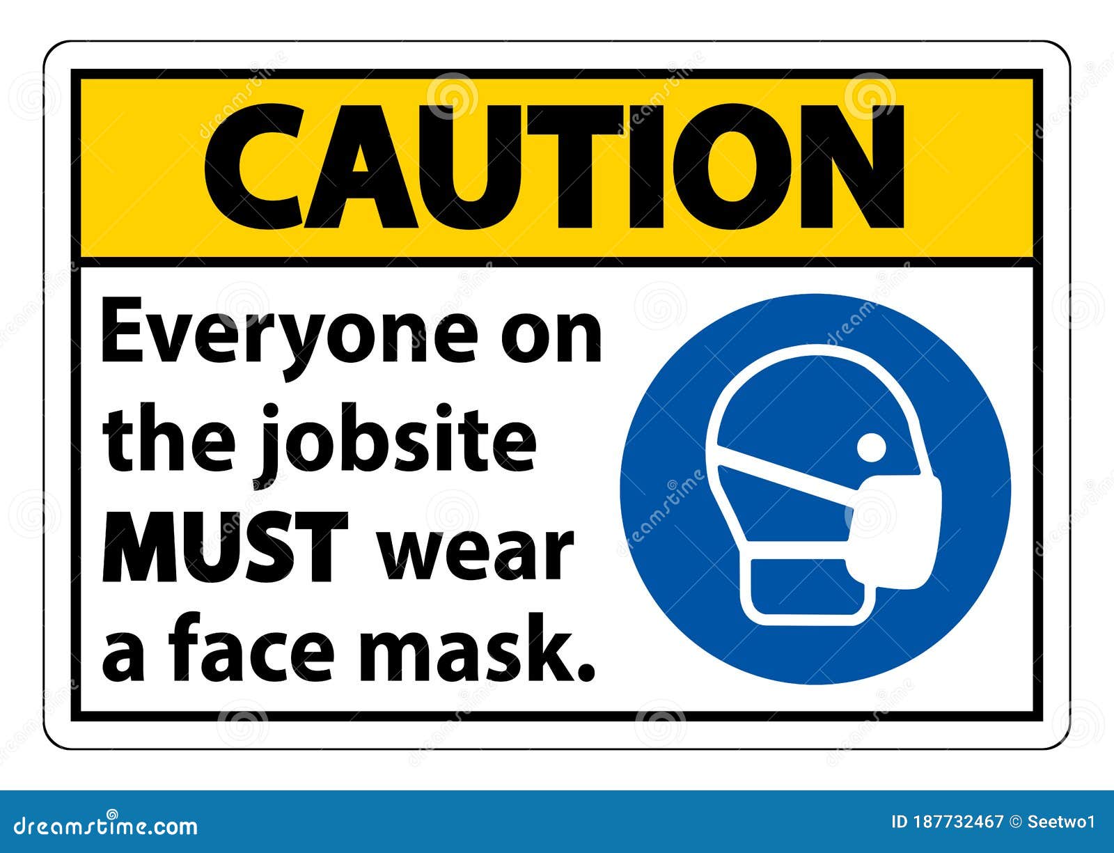 Wear a Face Mask Sign Isolate on White Background Stock Vector ...