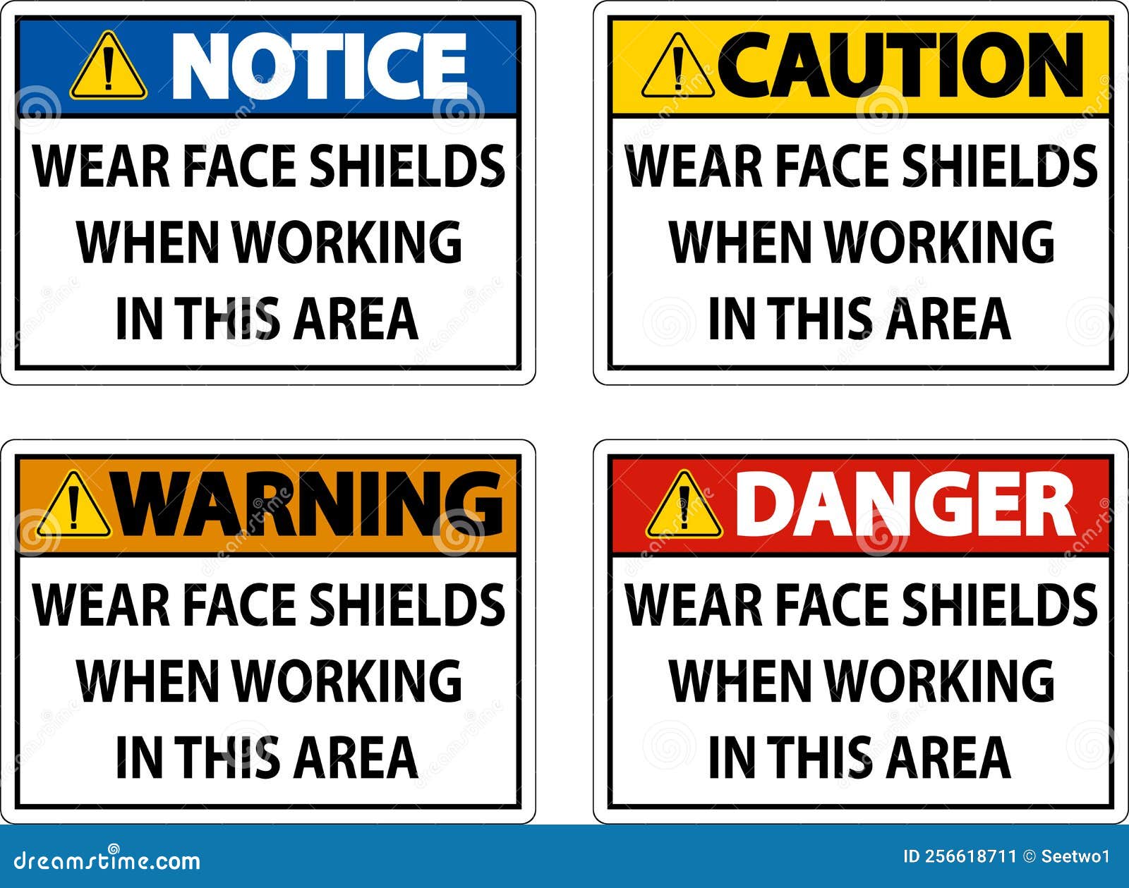 Wear Face Shields in this Area Sign on White Background Stock Vector ...