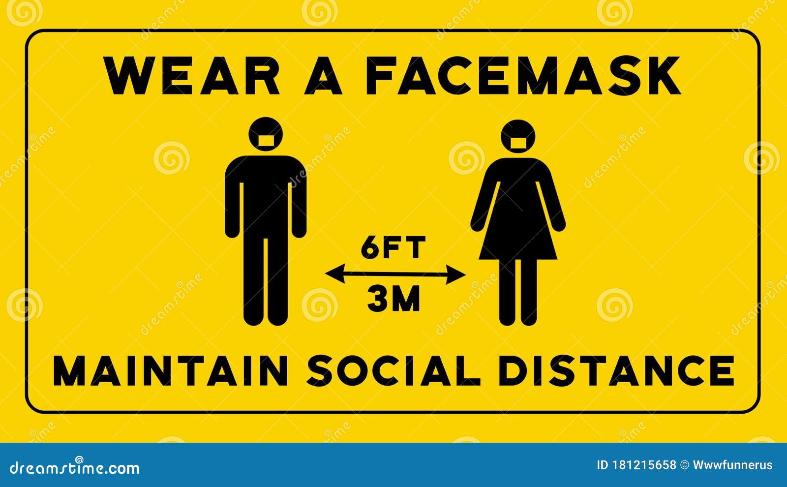 Wear a Facemask Maintain Social Distancing Sign Stock Illustration ...