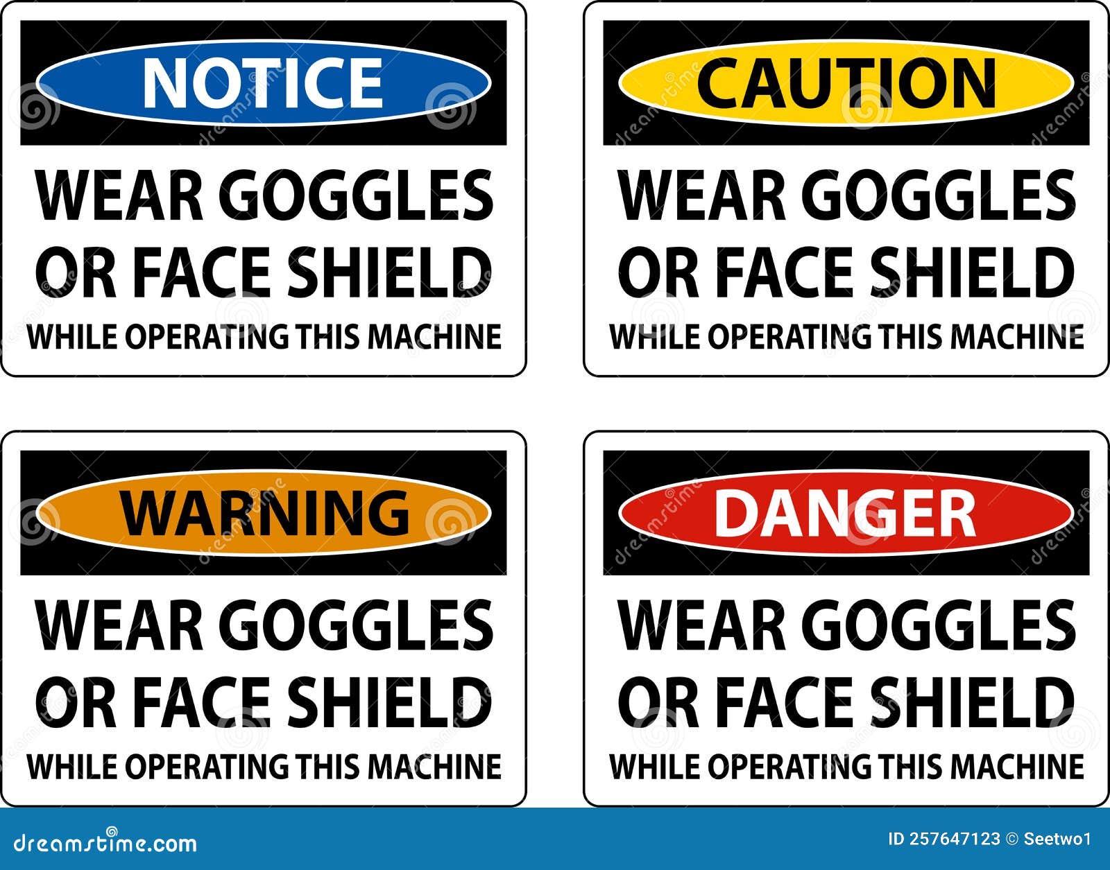 Wear Goggles or Face Shield Sign on White Background Stock Vector ...