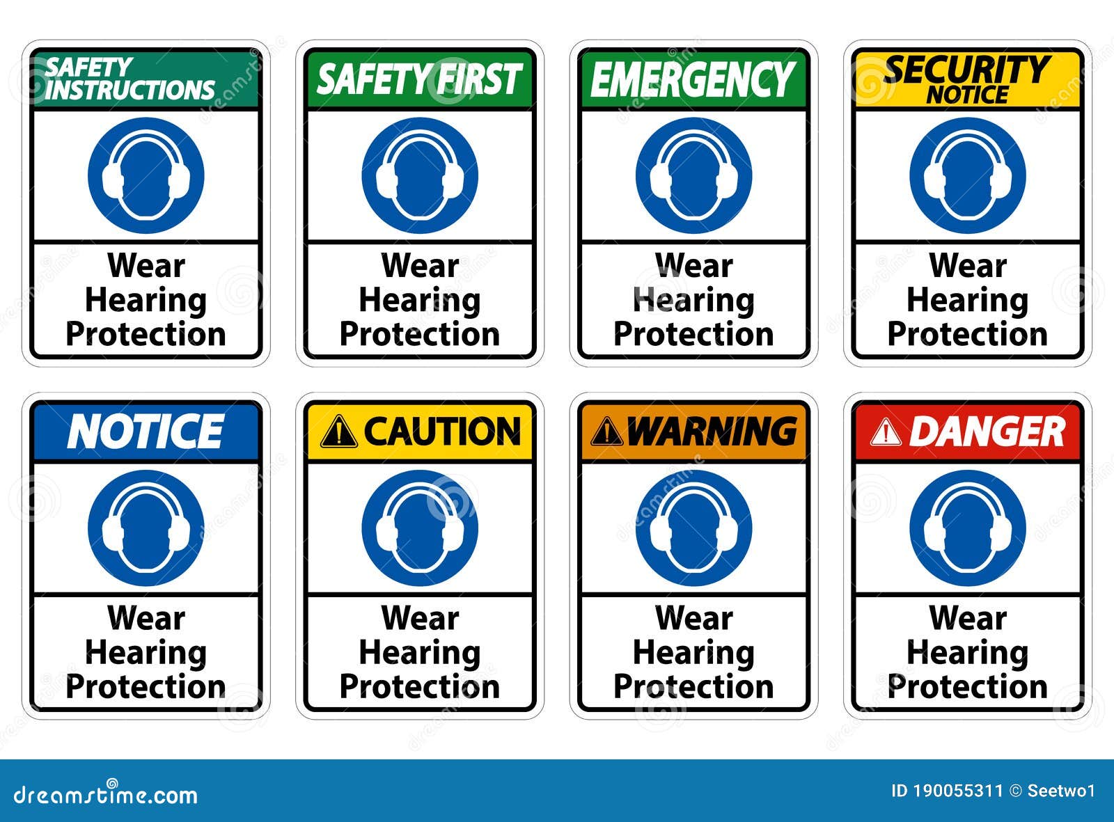 Wear Hearing Protection Sign on White Background Stock Vector ...