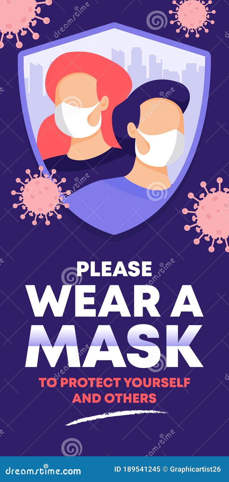 Wear a Mask Poster stock vector. Illustration of endemic - 189541245