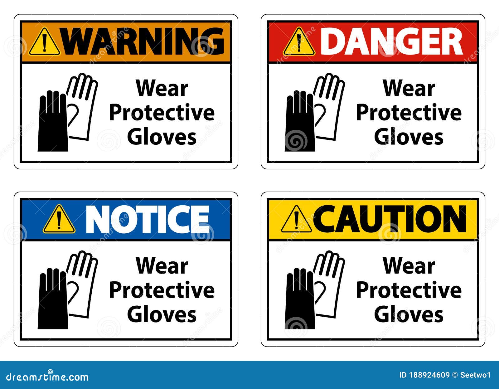 Wear Protective Gloves Sign on White Background Stock Vector ...