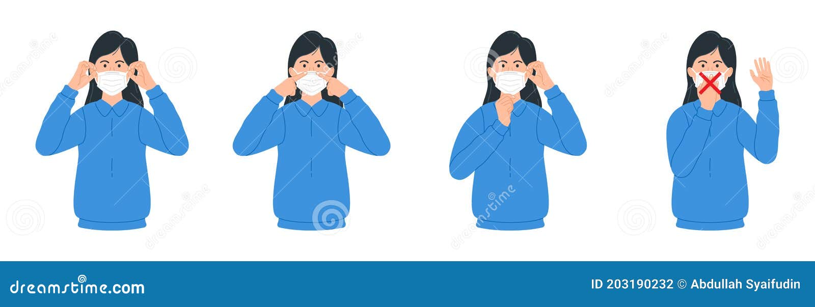 Wear And Remove Face Mask. Step By Step Infographic Illustration Of How ...