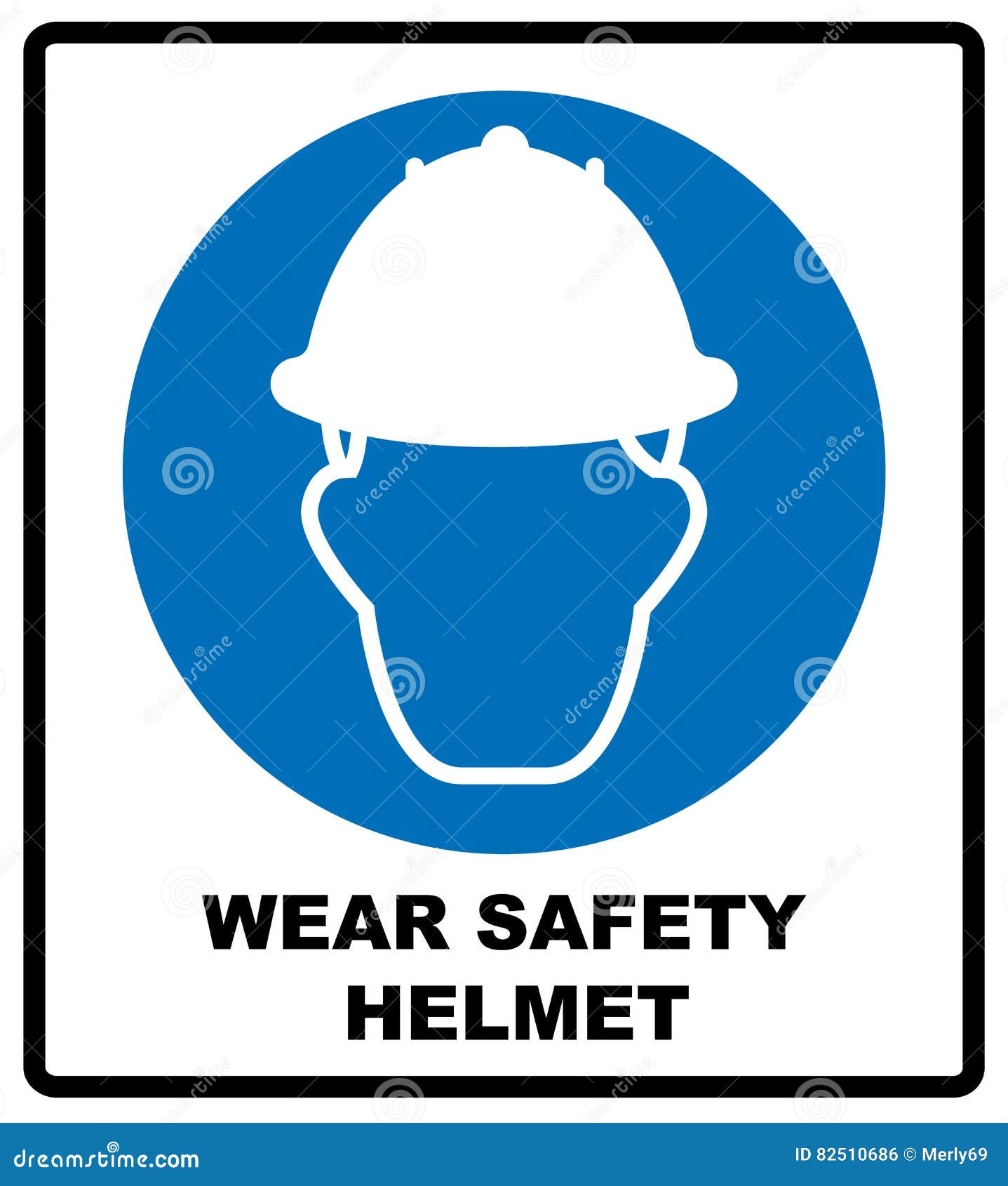 Wear A Safety Helmet Vector Illustration Sign Stock Vector