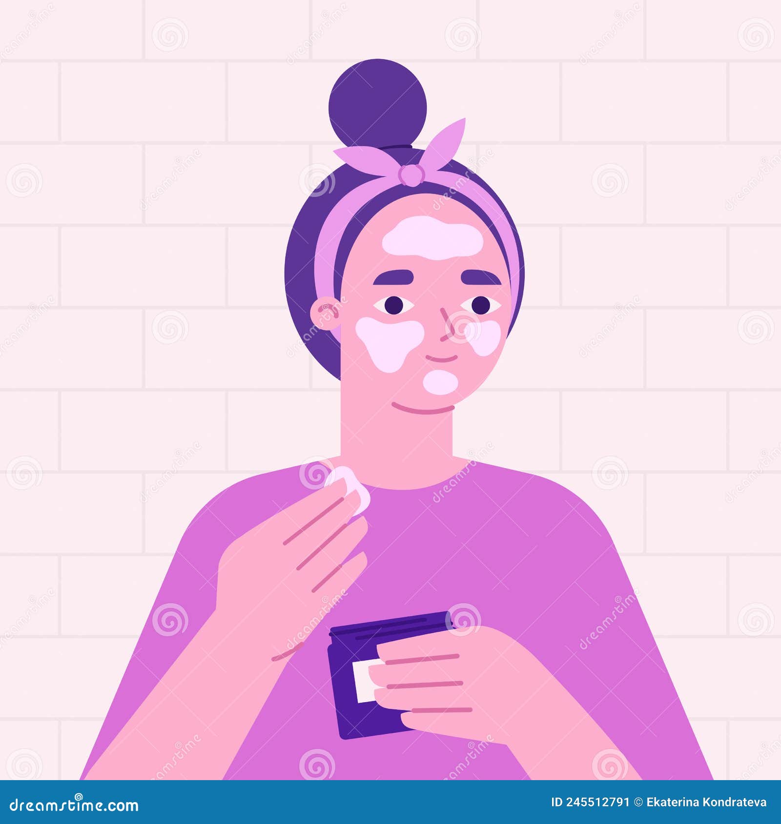 Wear Sunscreen Everyday Woman Using Spf Cream Stock Vector