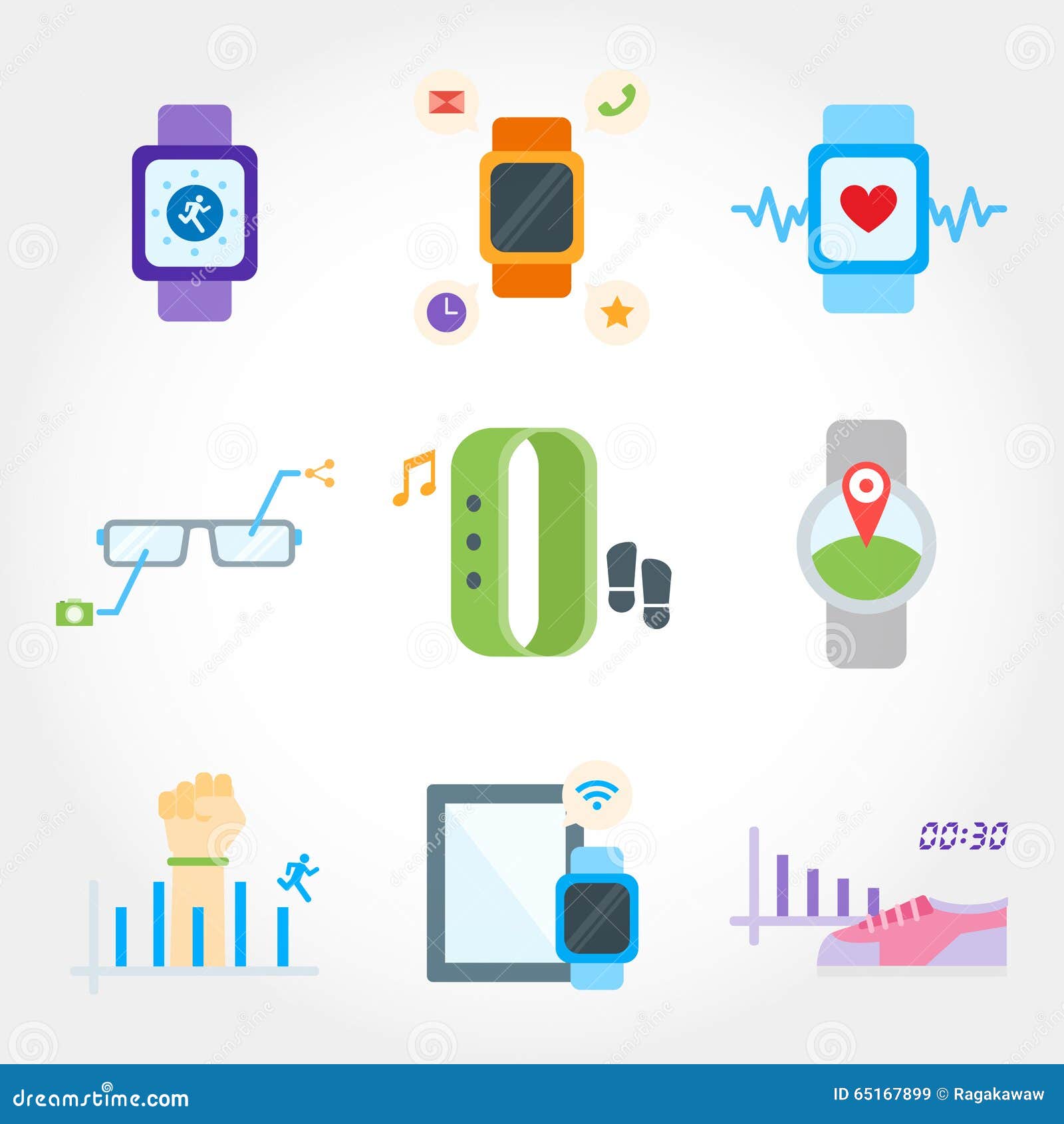 Wearable Device Flat Design Icon Stock Illustration - Illustration of ...