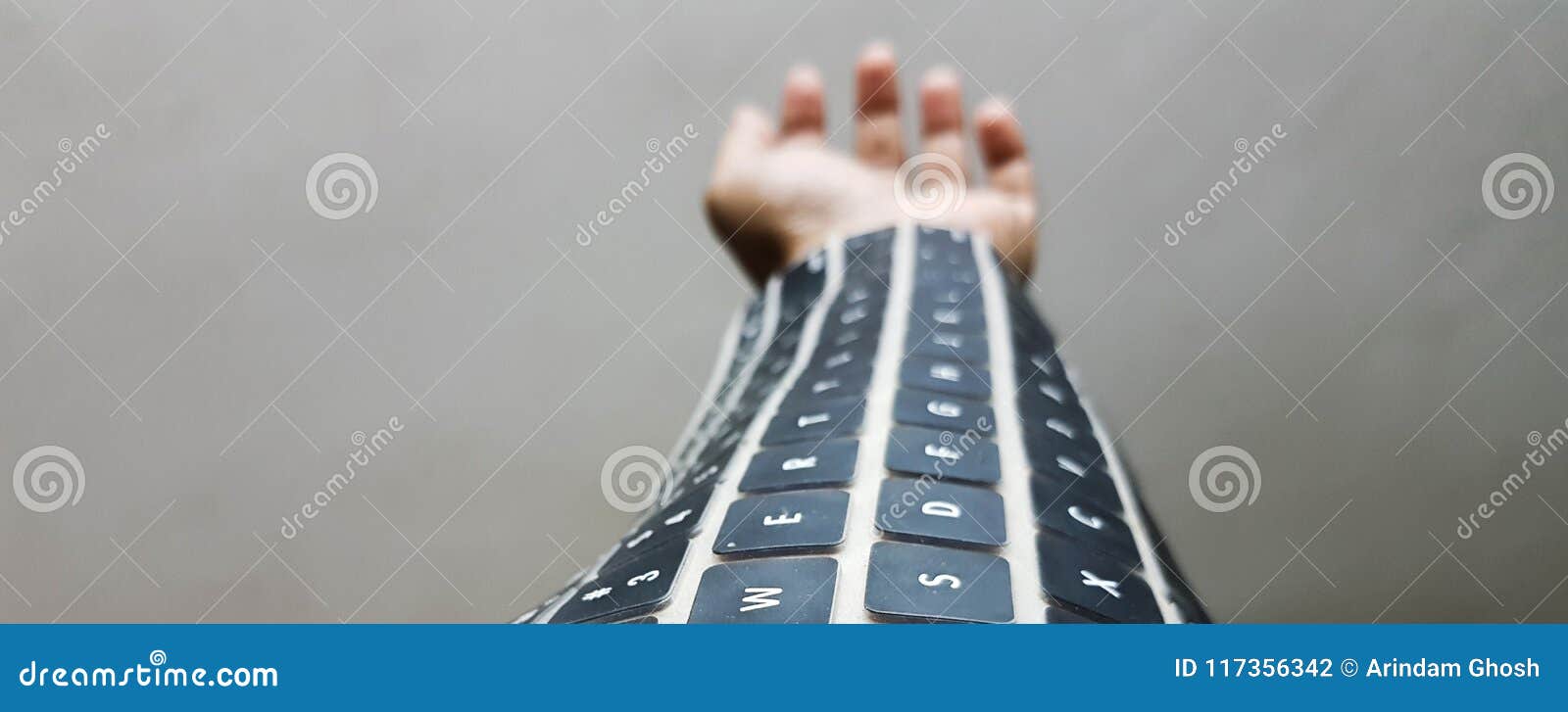 Wearable Keyboard on Arm. Future Wireless Technology Stock Photo ...