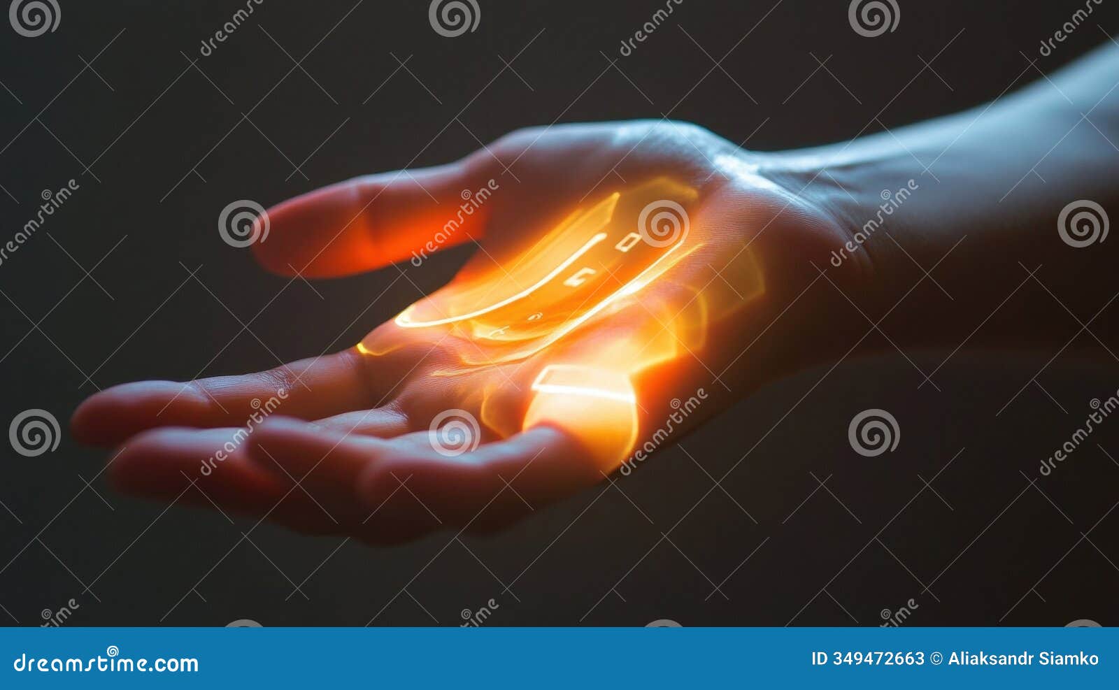 Wearable Smart Device Projected on Hand Future Tech Innovation Stock ...