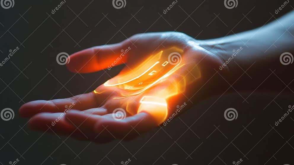 Wearable Smart Device Projected on Hand Future Tech Innovation Stock ...