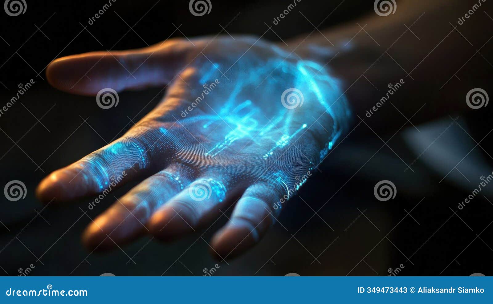 Wearable Smart Device Projected on Hand Future Tech Innovation Stock ...