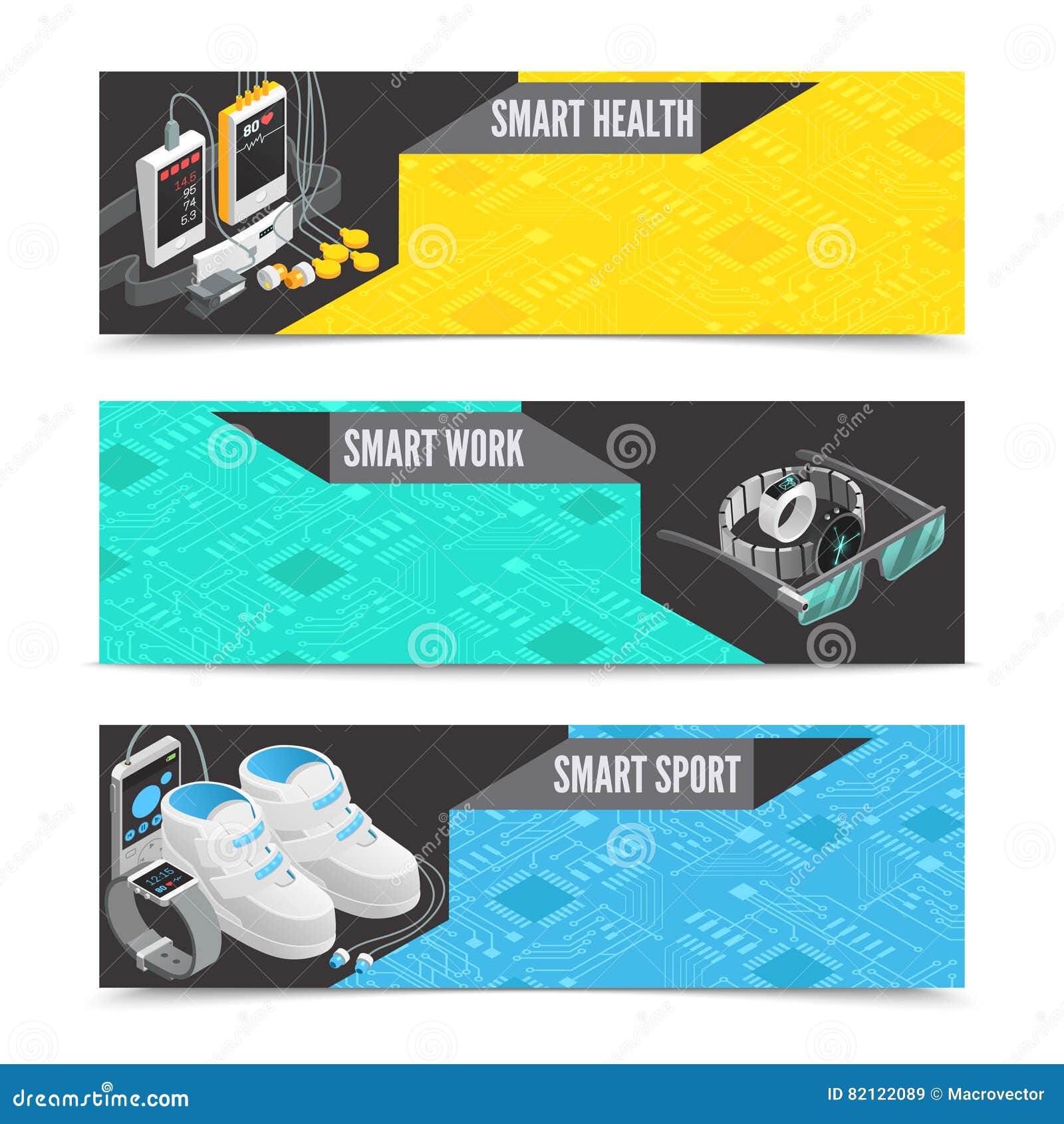 Wearable Technology Banners Stock Vector - Illustration of activity ...