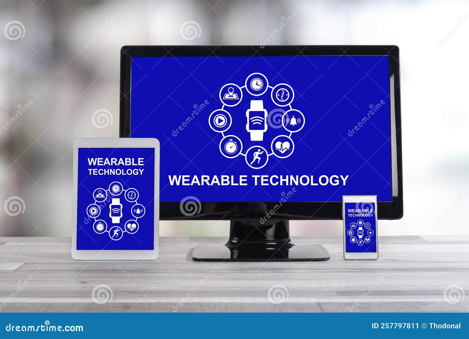 Wearable Technology Concept on Different Devices Stock Image - Image of ...