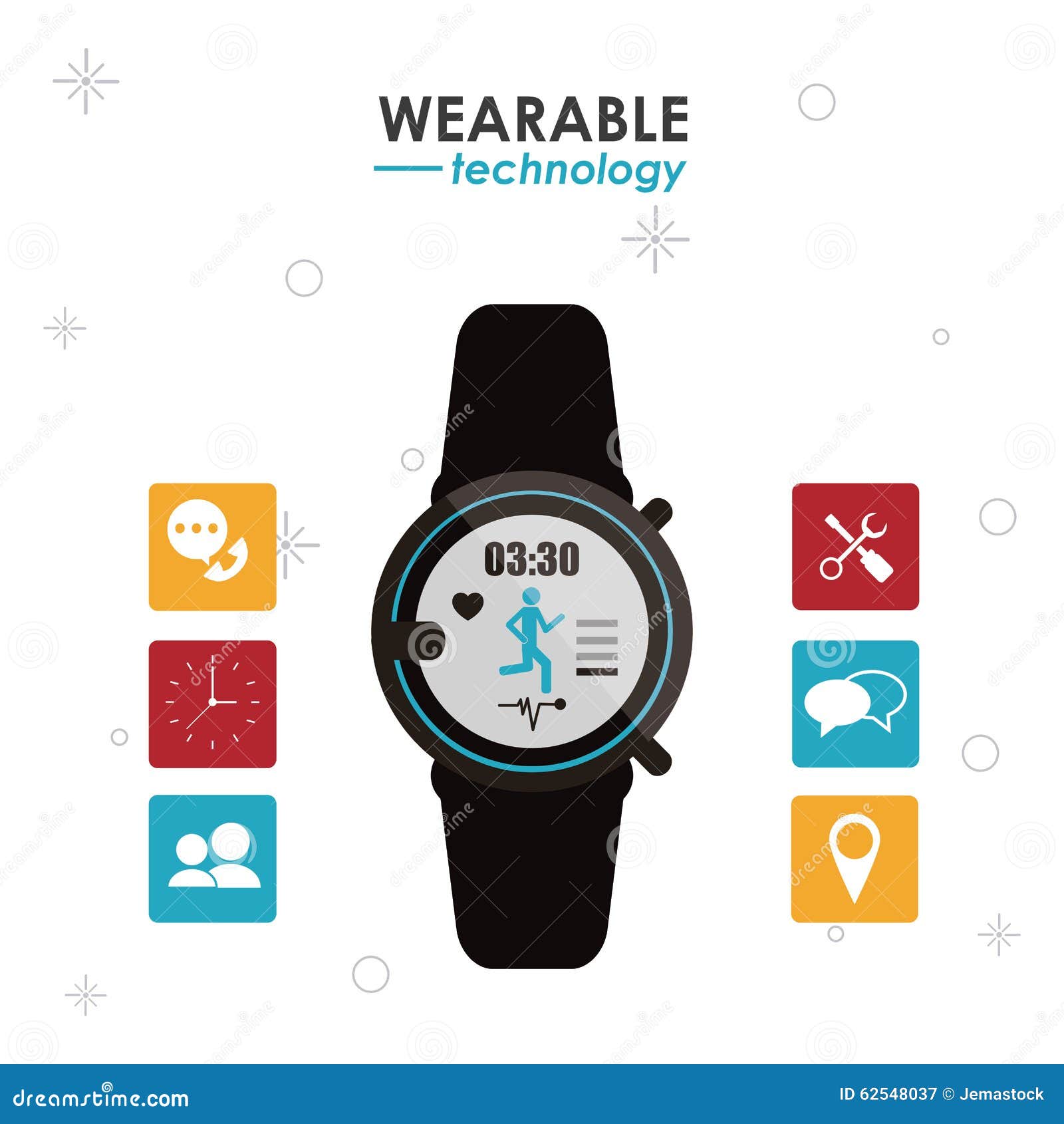 Wearable technology design stock vector. Illustration of global - 62548037