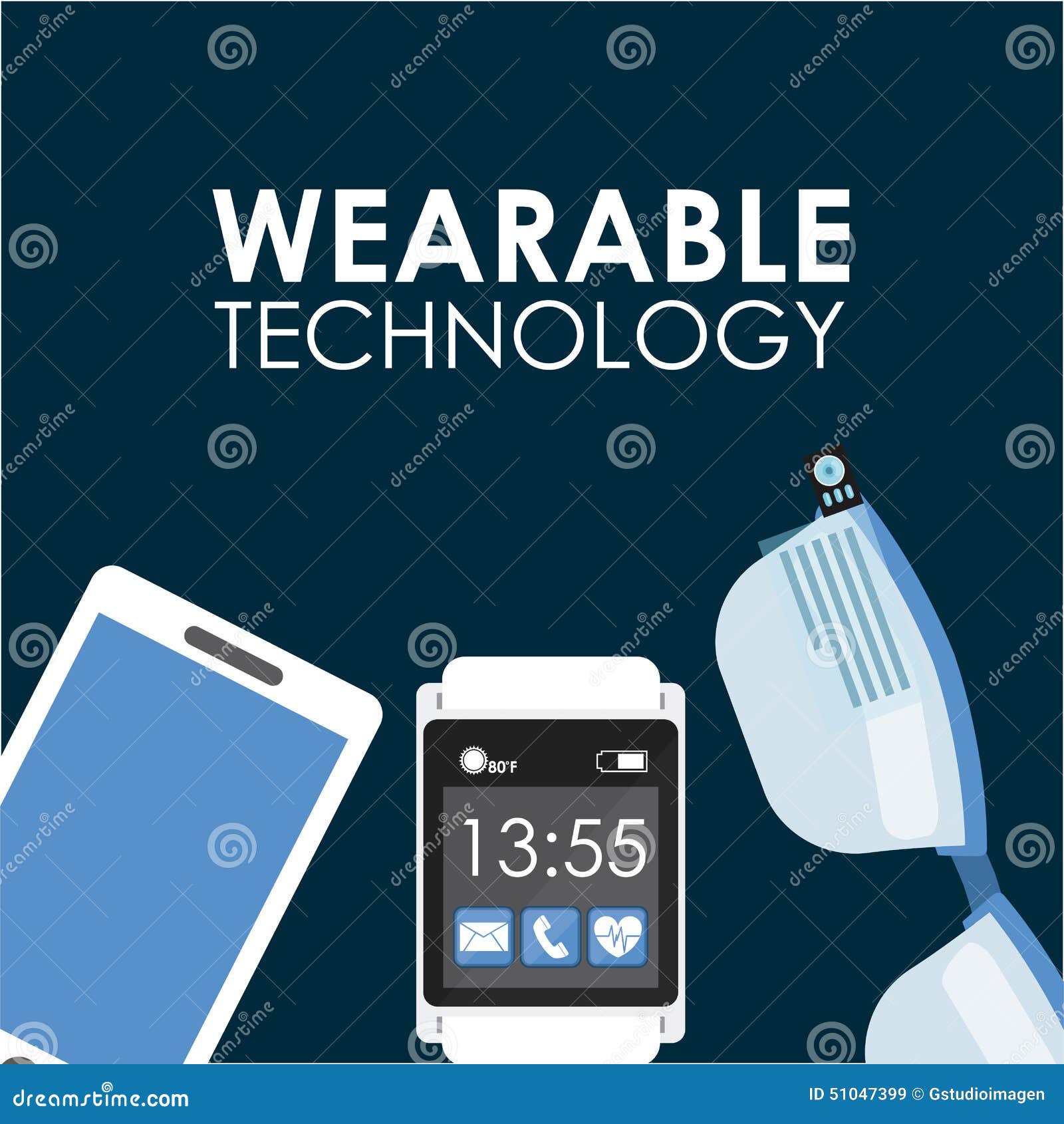 Wearable technology stock vector. Illustration of flat - 51047399