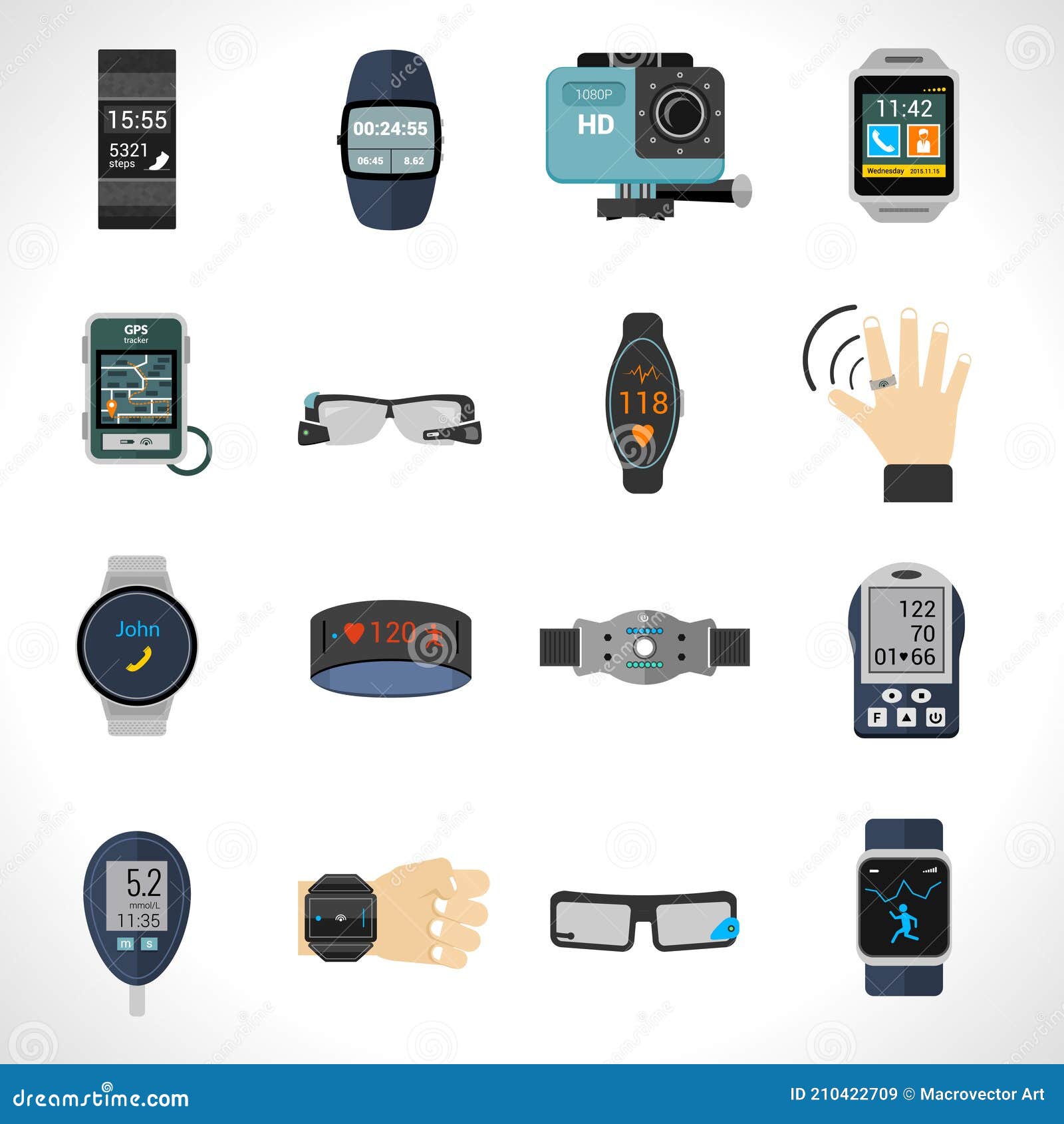 Wearable Technology Icons stock vector. Illustration of healthcare ...
