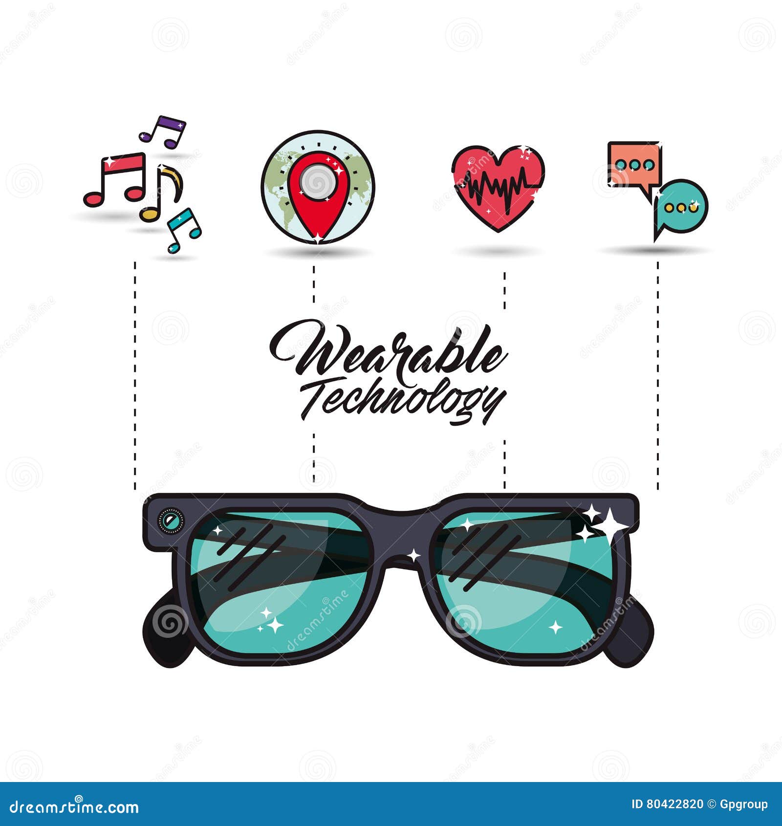 Wearable Technology Smart Glasses Icon Image Stock Vector ...