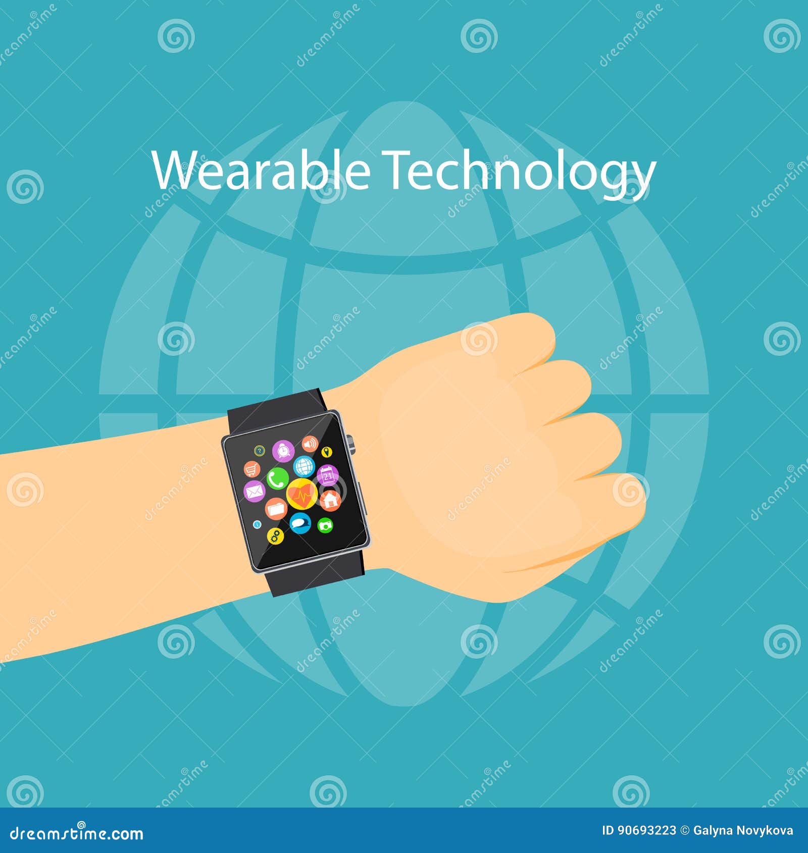 Wearable Technology with Smart Watch Stock Vector - Illustration of ...