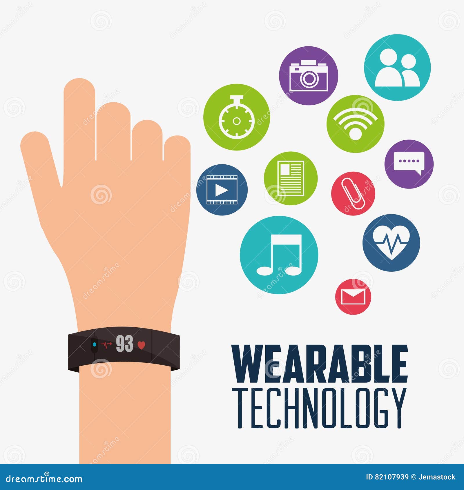 Wearable Technology Smartwatch Device Electronic Stock Vector ...