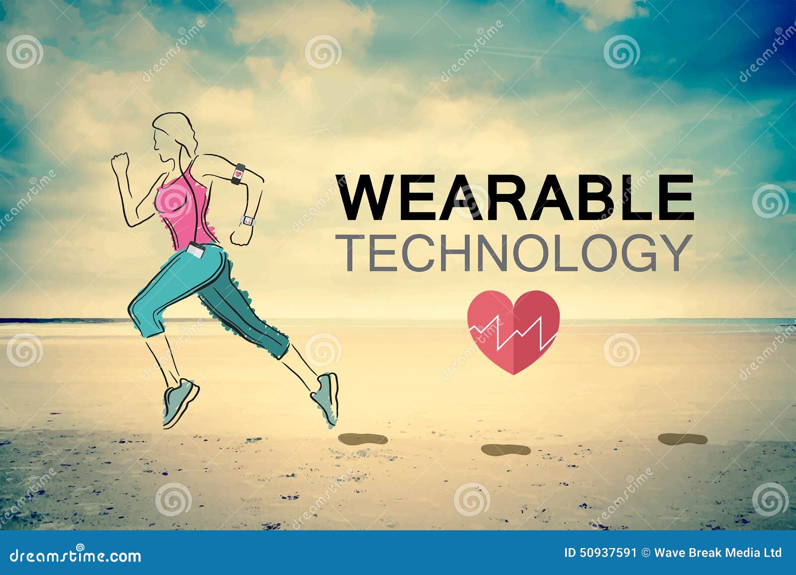 Wearable Technology Vector with Jogging Woman Stock Vector ...
