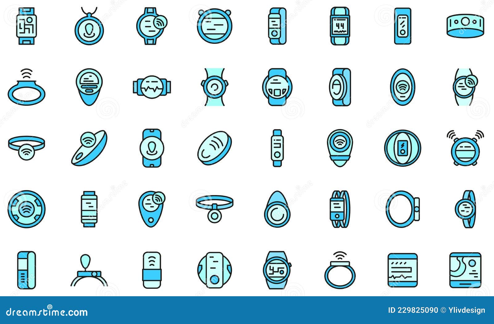 Wearable Tracker Icons Set Line Color Vector Stock Vector ...