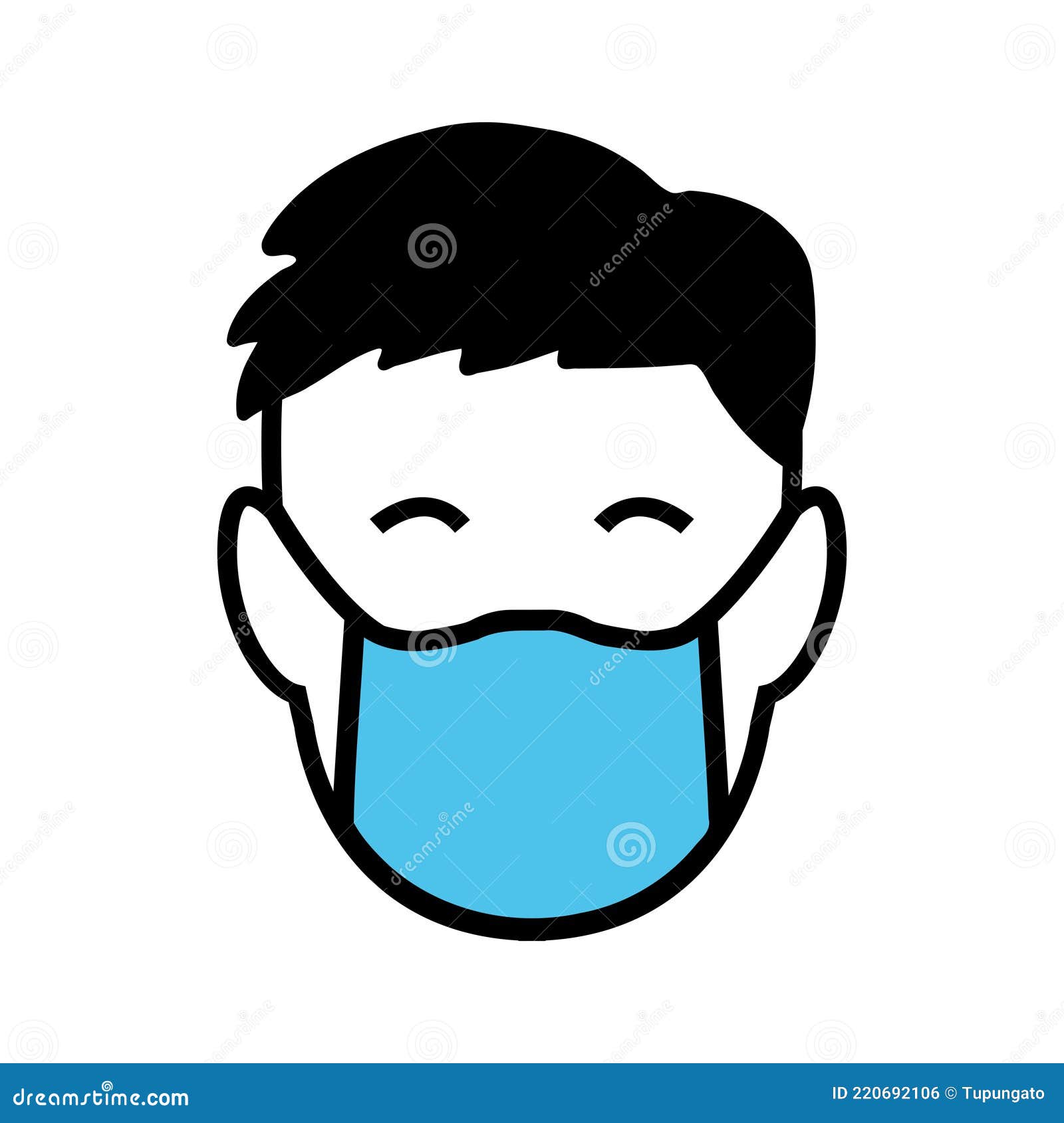 Wearing Face Mask - Vector Symbol Stock Vector - Illustration of viral ...
