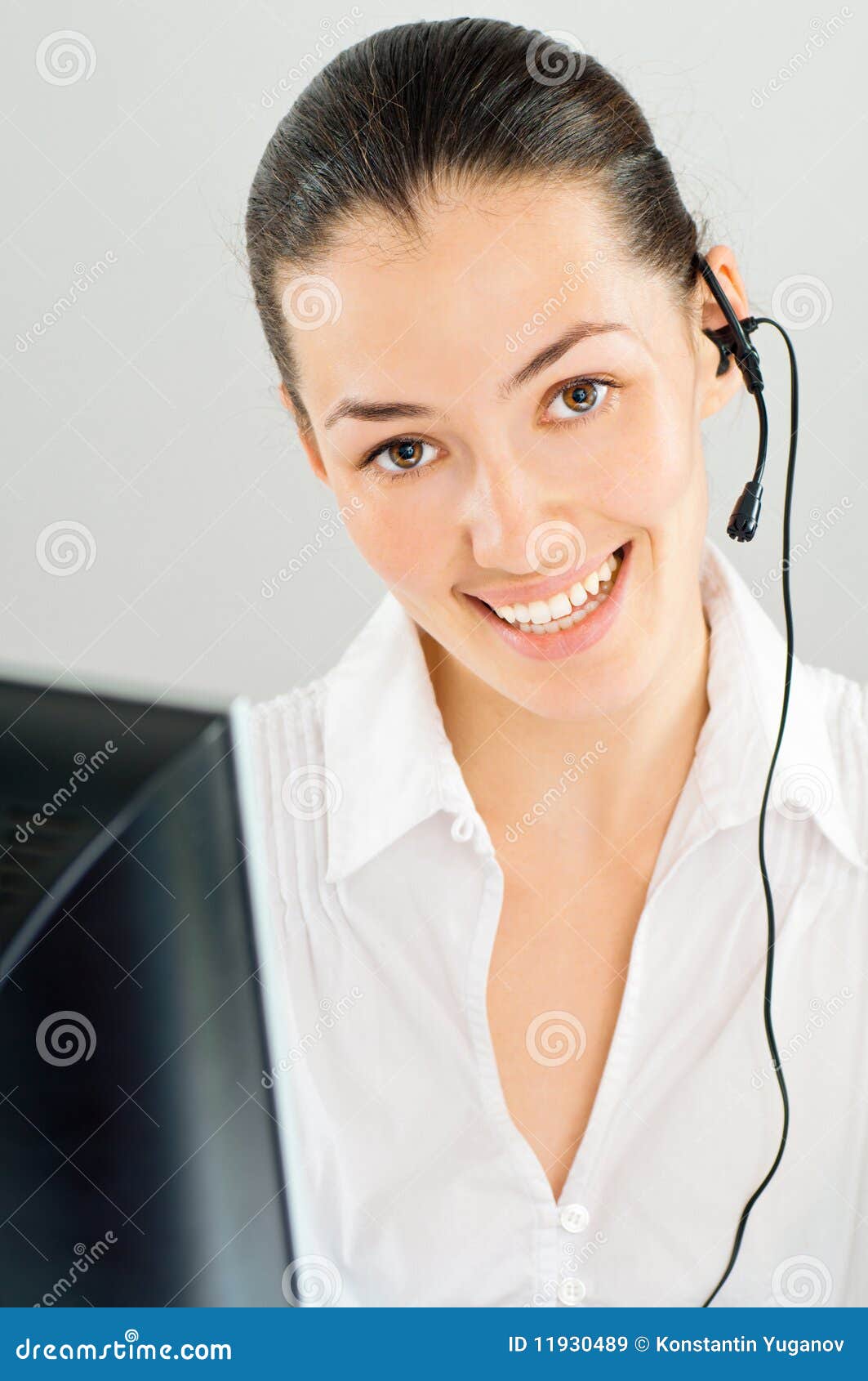 Wearing a headset stock image. Image of office, human - 11930489