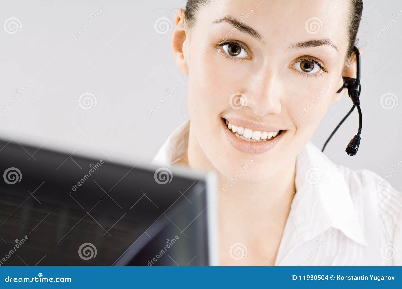 Wearing a headset stock photo. Image of manager, sitting - 11930504