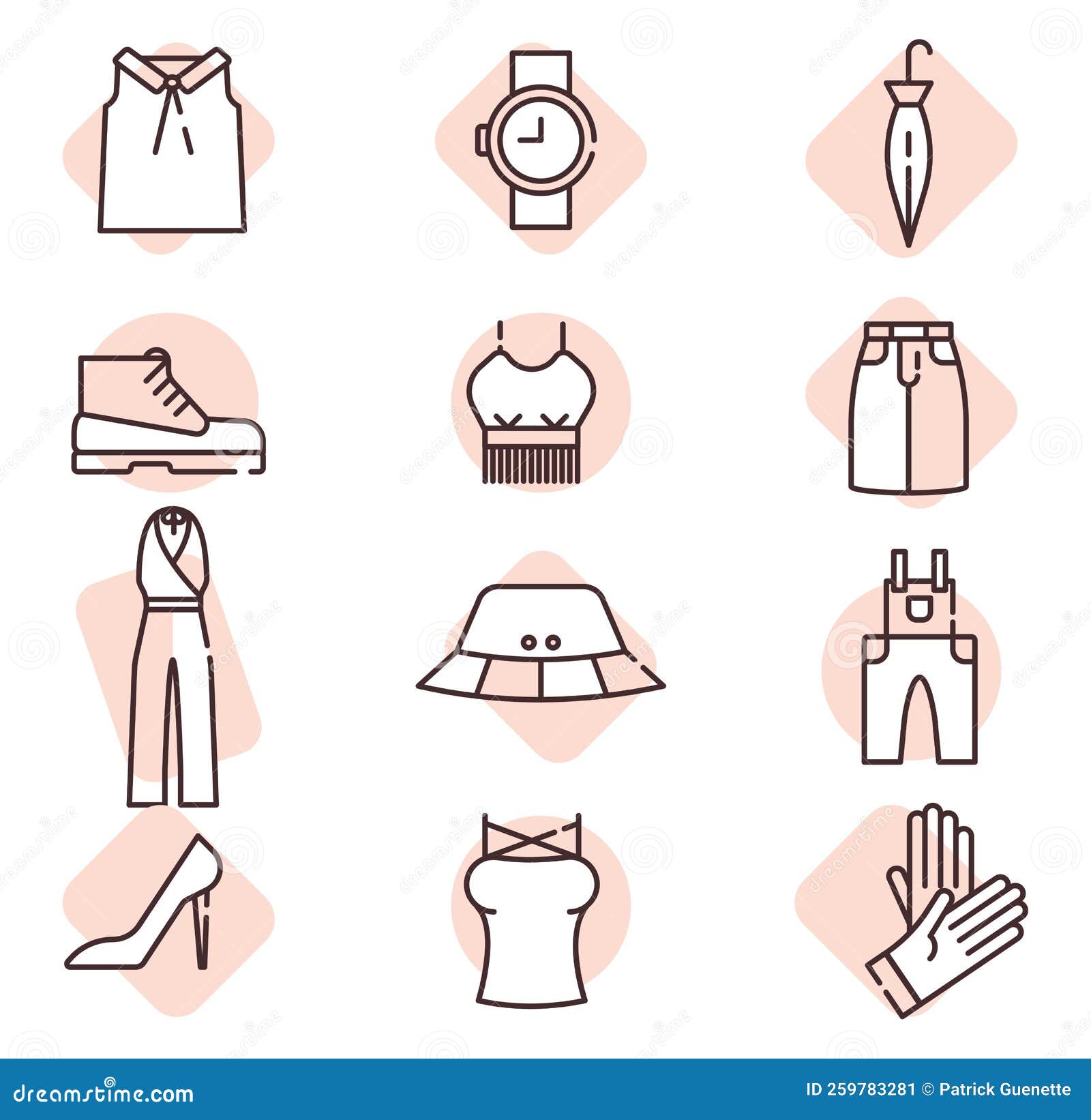 Wearing icon set, icon stock vector. Illustration of style - 259783281